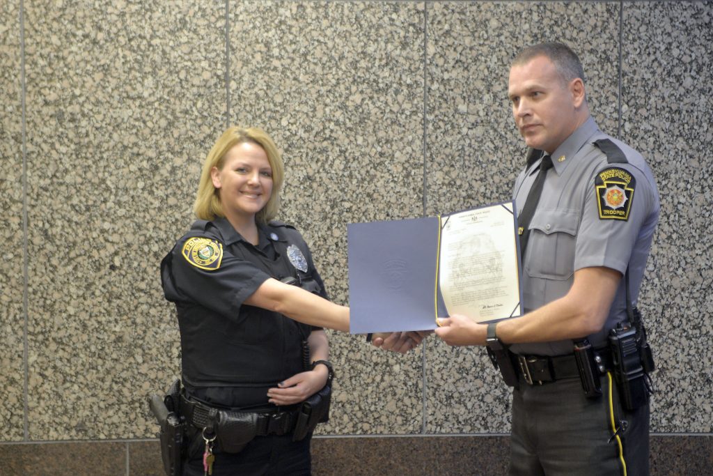 Uniontown police officer honored for life-saving action - Herald-Standard